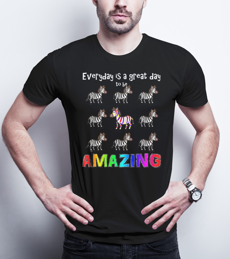 Everyday Is A Great Day To Be Amazing Rainbow Zebra T-Shirt