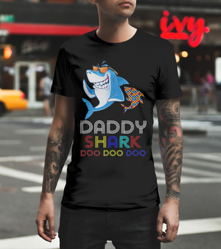 Daddy Shark Doo Doo Autism Awareness T-Shirt