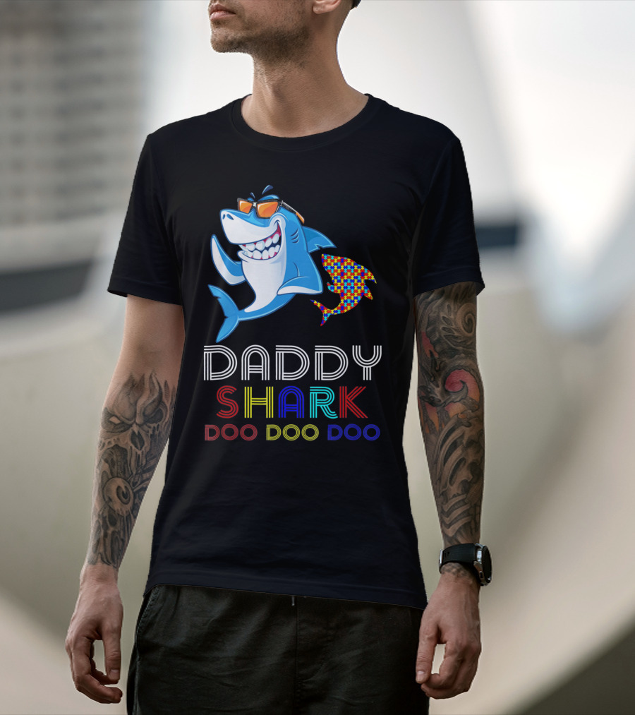 Daddy Shark Doo Doo Autism Awareness T-Shirt
