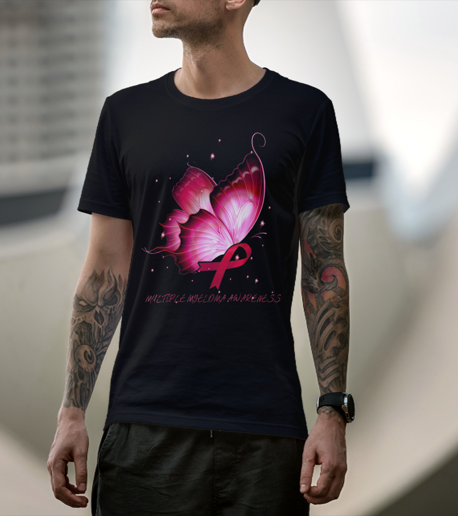 MULTIPLE MYELOMA AWARENESS Pink Butterfly T-Shirt