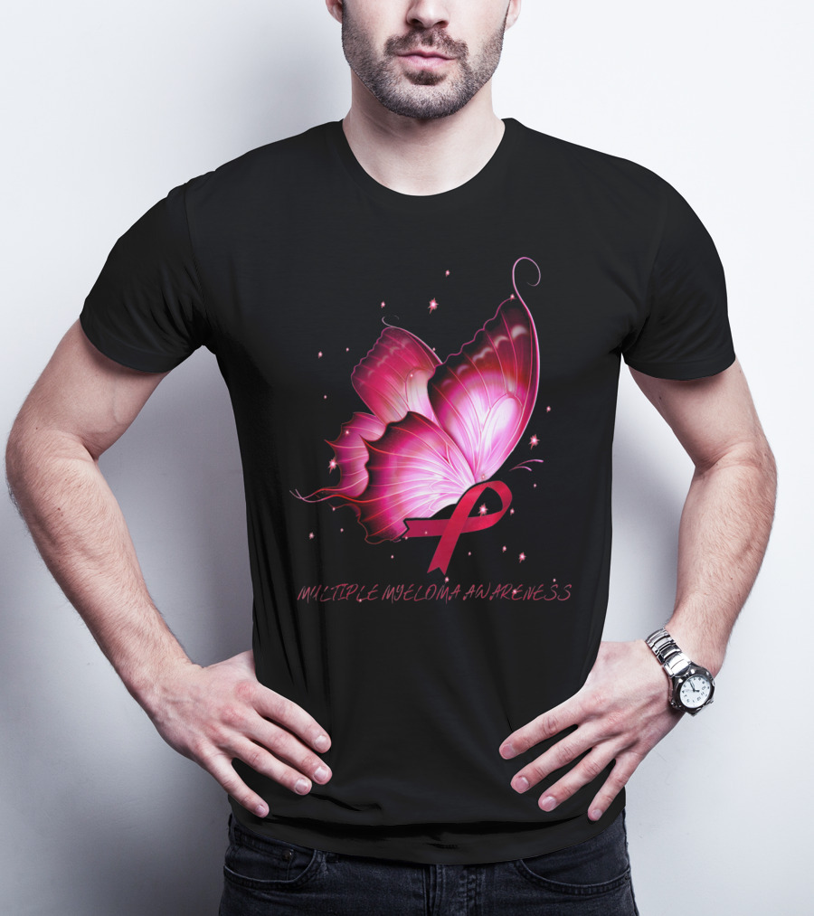 MULTIPLE MYELOMA AWARENESS Pink Butterfly T-Shirt