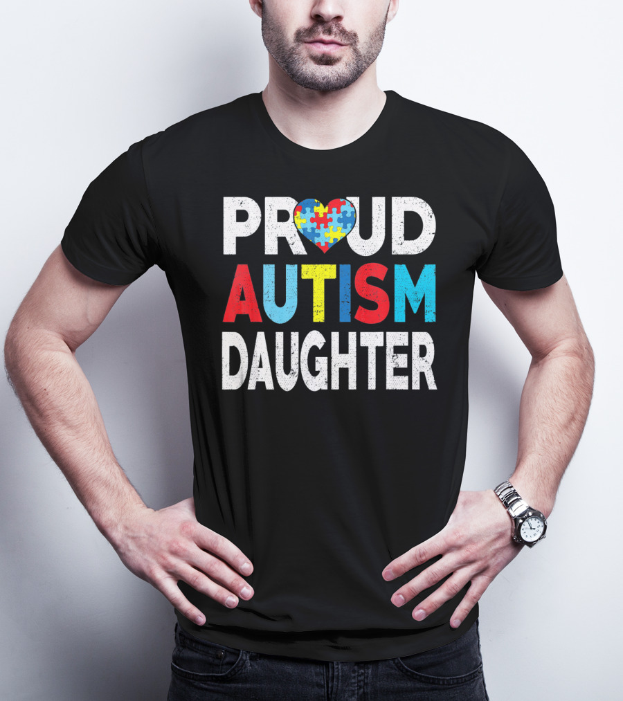 Proud Autism Daughter Heart Puzzle Love T-Shirt