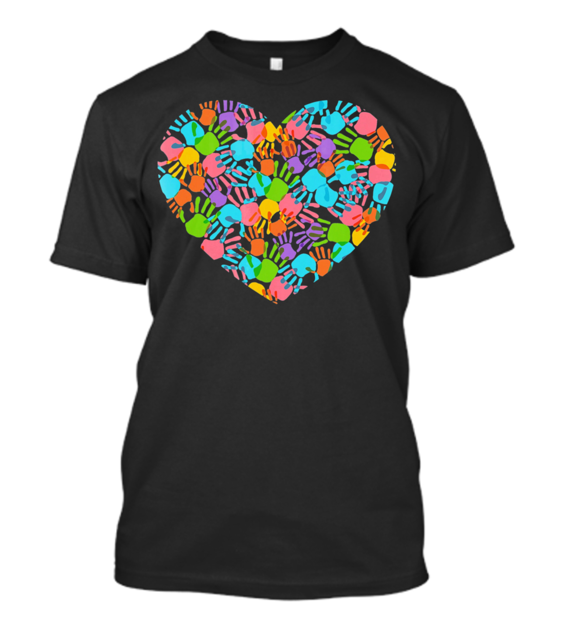 Autism Awareness Colorful Handprint Heart T-Shirt