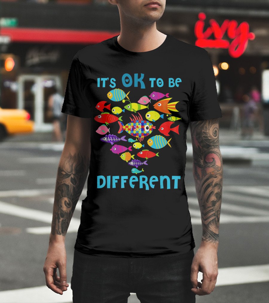 It's OK To Be Different Puzzle Fish Autism T-Shirt