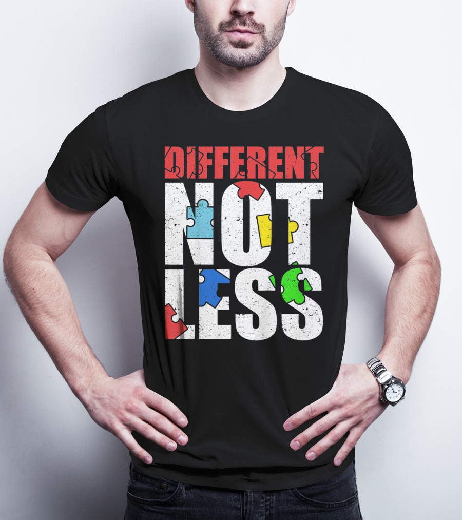 Kids Autism Awareness Different Not Less Puzzle Pieces T-Shirt