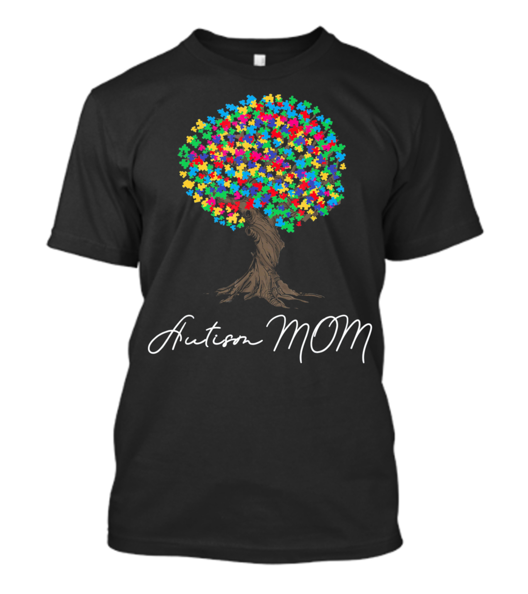 Autism Awareness Mom Puzzle Tree T-Shirt