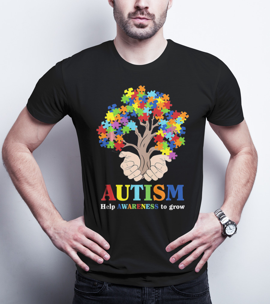 AUTISM Help Awareness To Grow With Puzzle Piece Tree T-Shirt