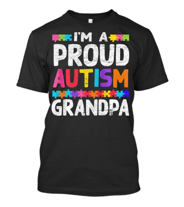Proud Autism Grandpa Puzzle Pieces T-Shirt