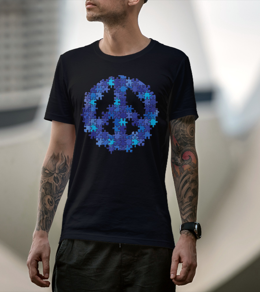 Puzzle Peace Sign Autism Spectrum Asperger T-Shirt