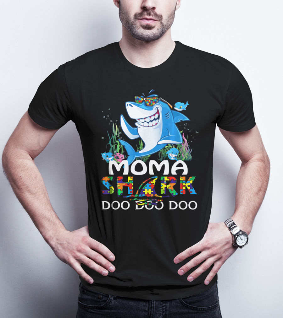 Moma Shark Autism Awareness Doo Doo Doo T-Shirt