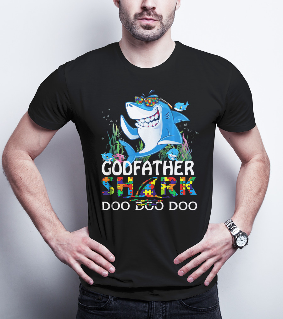 Godfather Shark Doo Doo Doo Autism Awareness T-Shirt