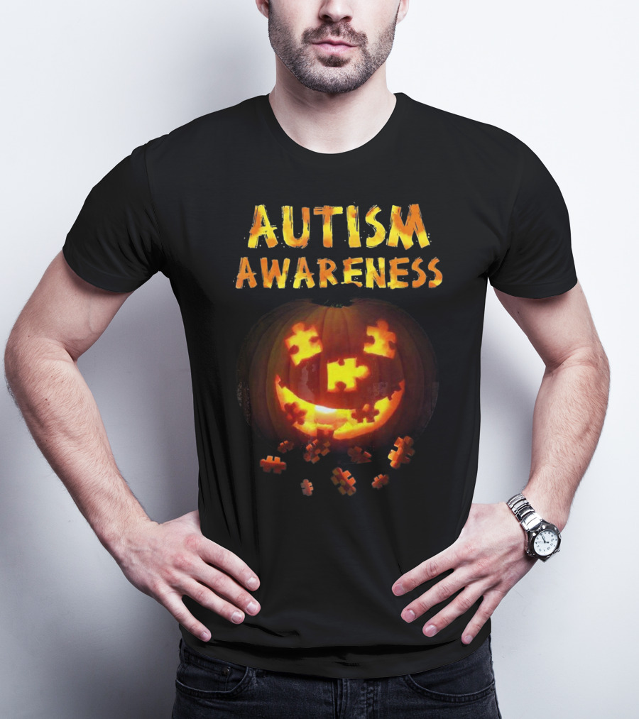 Autism Awareness Halloween Pumpkin Puzzle T-Shirt