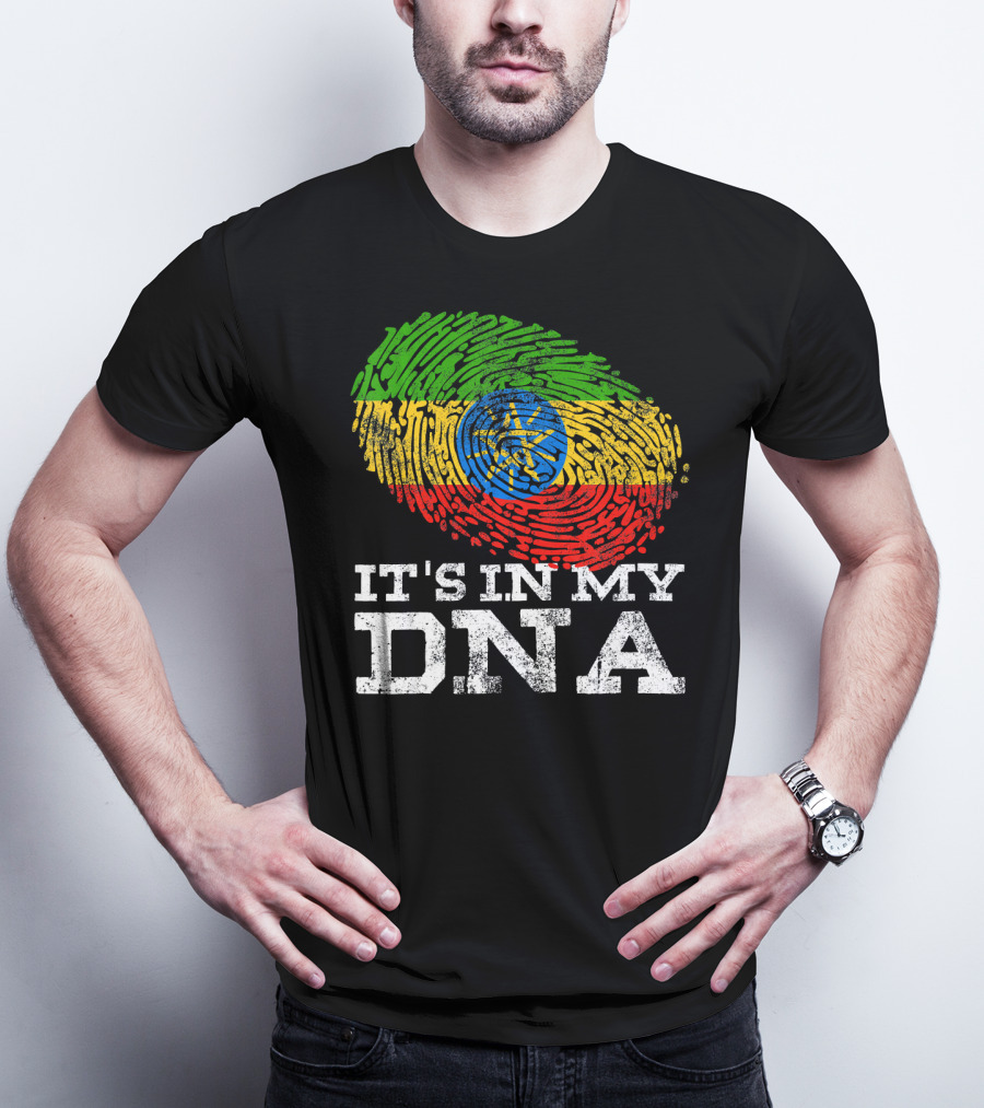 It's In My DNA Ethiopian Flag Fingerprint T-Shirt