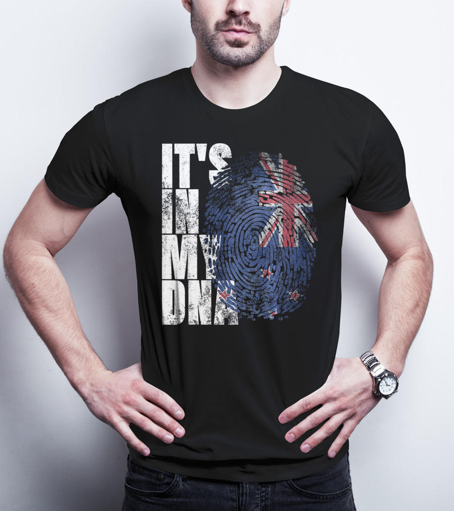 IT'S IN MY DNA New Zealand Maori Kiwi Flag Fingerprint T-Shirt