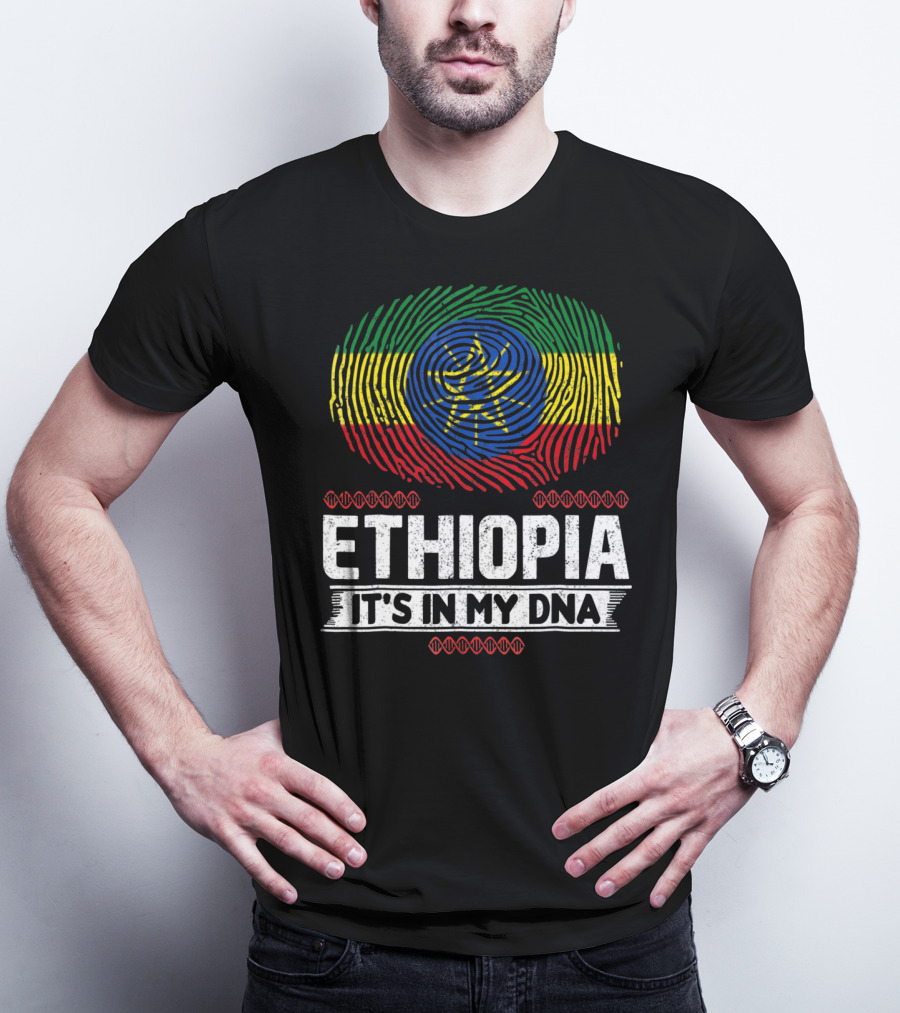 Ethiopia Fingerprint Flag It's In My DNA T-Shirt