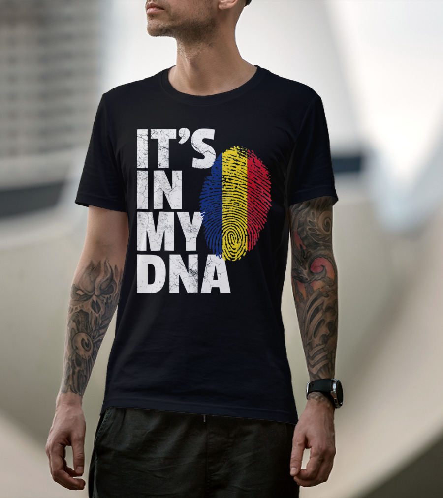 IT'S IN MY DNA Romanian Flag Fingerprint T-Shirt