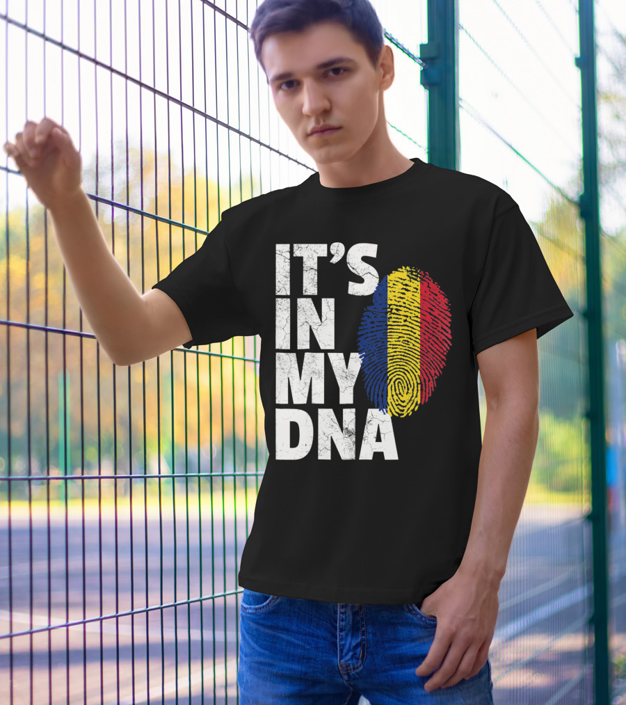 IT'S IN MY DNA Romanian Flag Fingerprint T-Shirt