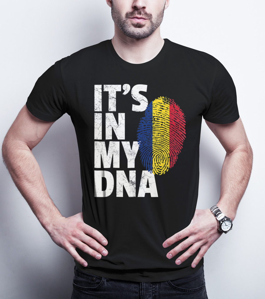 IT'S IN MY DNA Romanian Flag Fingerprint T-Shirt