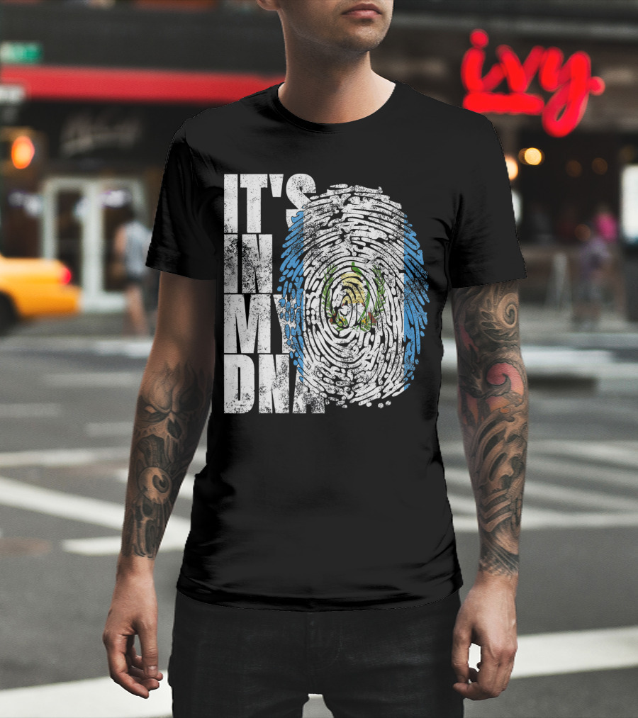 It's In My DNA Guatemalan American Flag Fingerprint T-Shirt