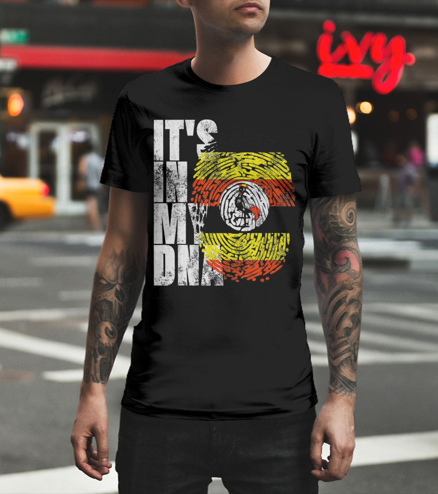 It's In My DNA Uganda African American Flag Fingerprint T-Shirt