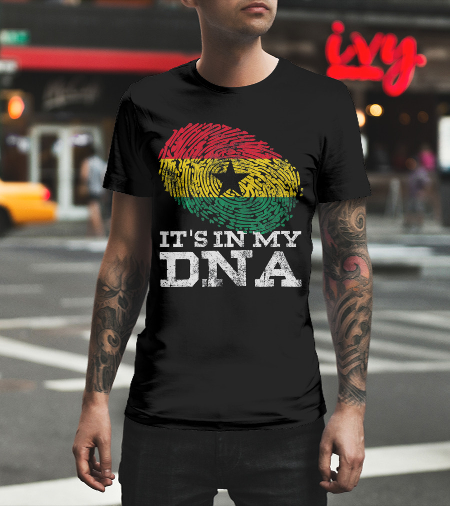 It's In My DNA Ghanaian African Fingerprint Flag T-Shirt