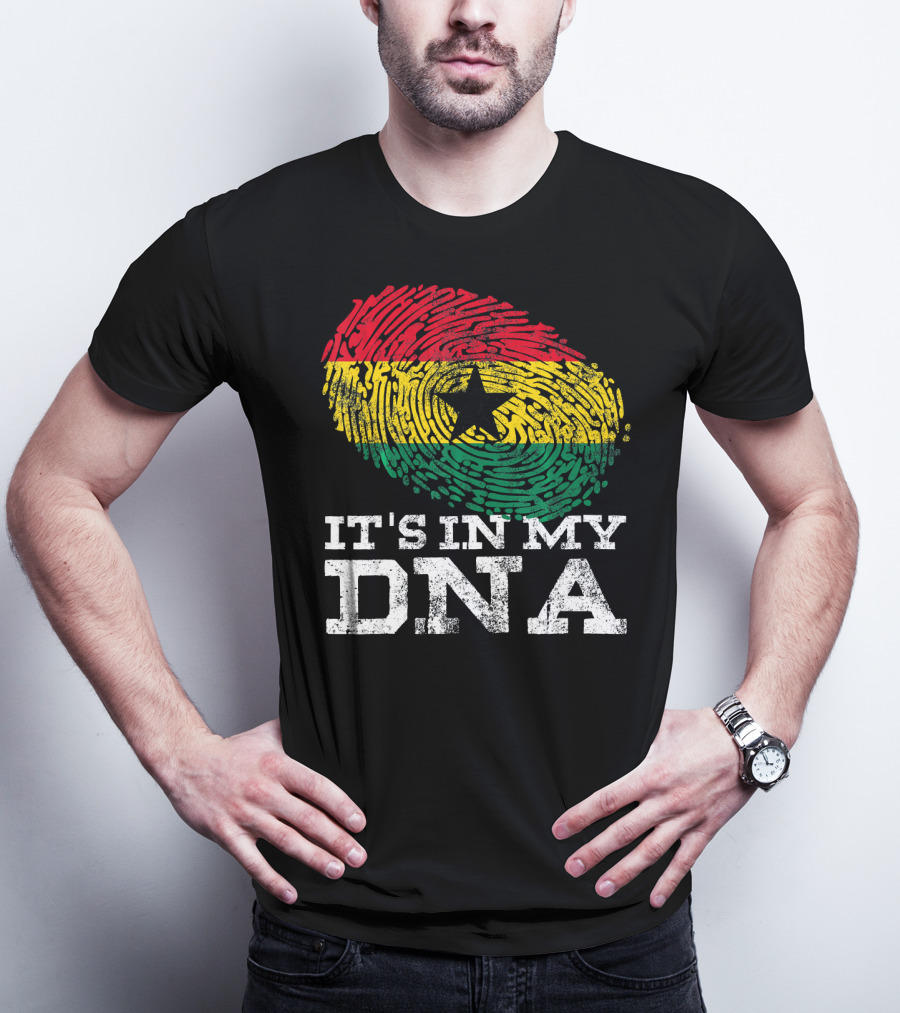 It's In My DNA Ghanaian African Fingerprint Flag T-Shirt
