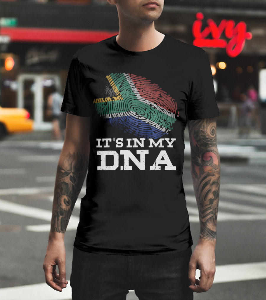 It's In My DNA South African Flag Fingerprint T-Shirt