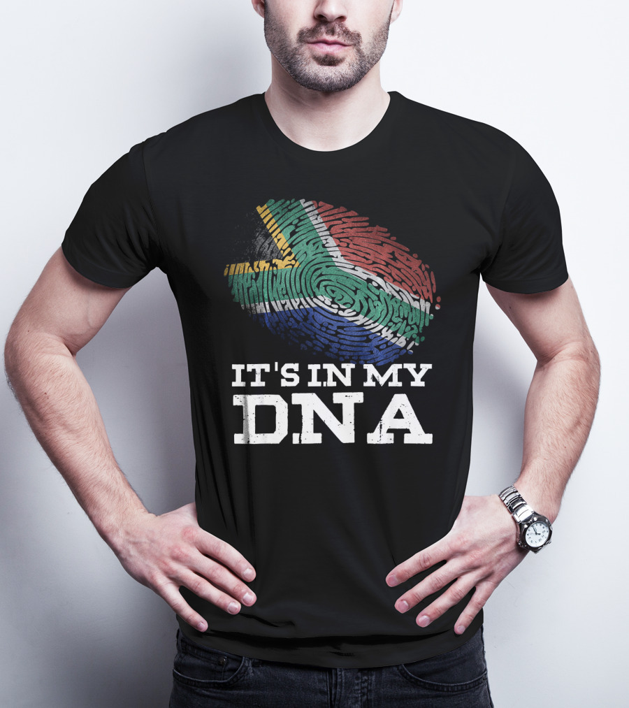 It's In My DNA South African Flag Fingerprint T-Shirt