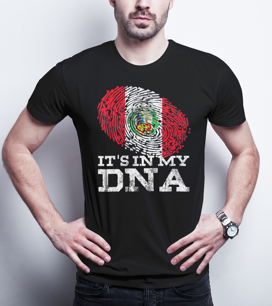 It's In My DNA Peruvian Flag Fingerprint Mexican Heritage T-Shirt