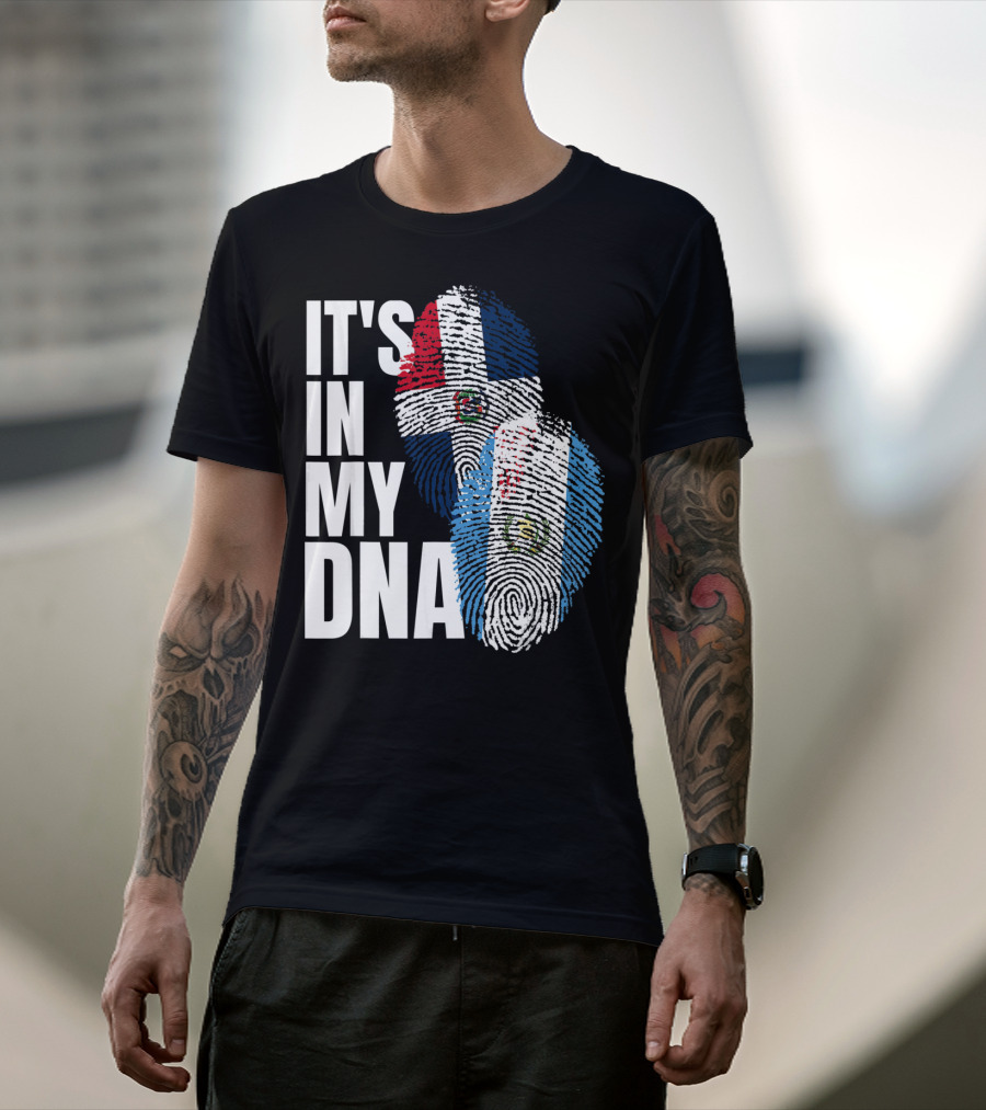 It's In My DNA Guatemalan And Dominican Mix Flag Fingerprints T-Shirt