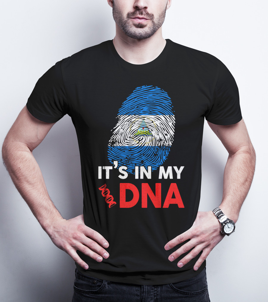 Nicaragua Flag Fingerprint It's In My DNA T-Shirt