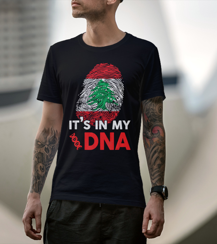 Lebanon It's In My DNA Lebanese Fingerprint Flag T-Shirt