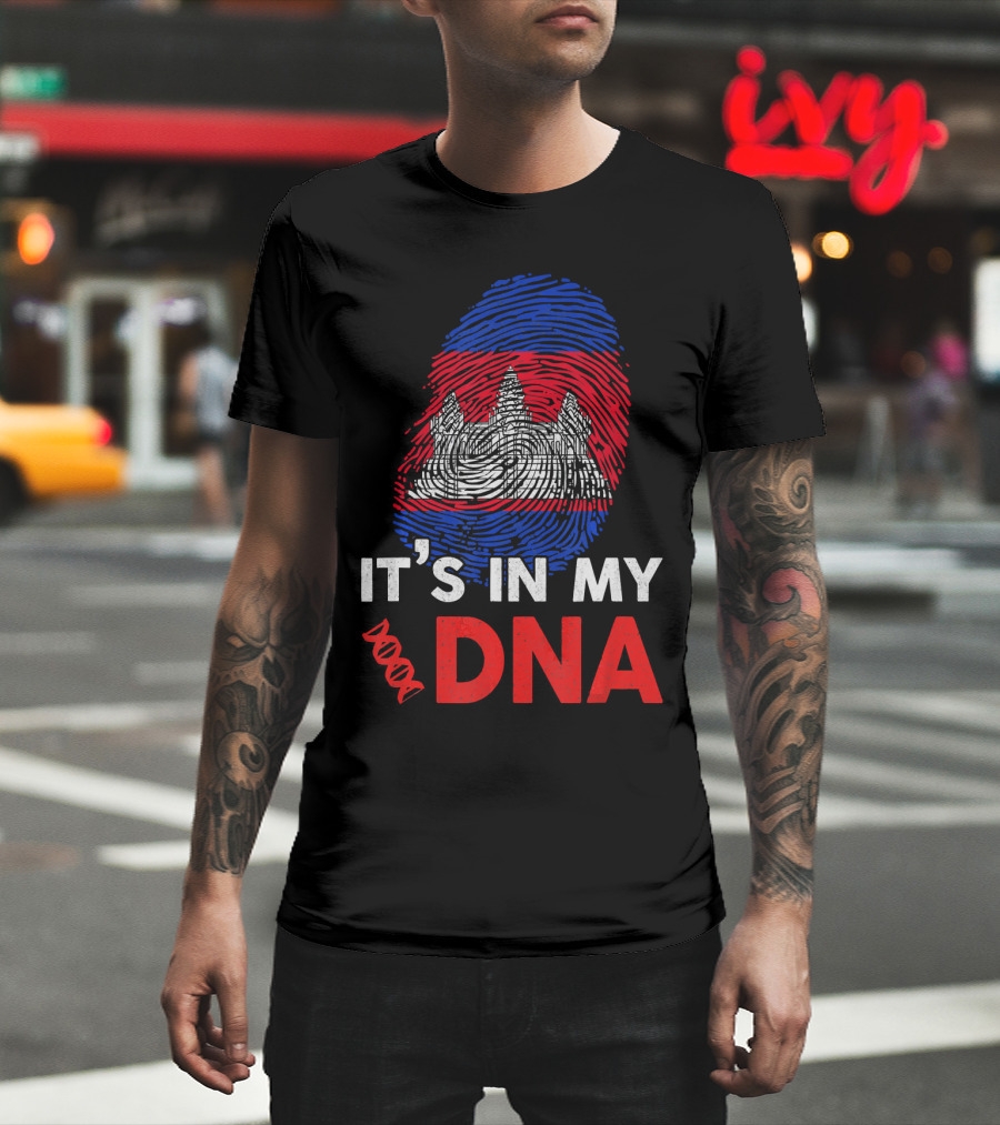 Cambodia It's In My DNA With Angkor Wat Fingerprint T-Shirt