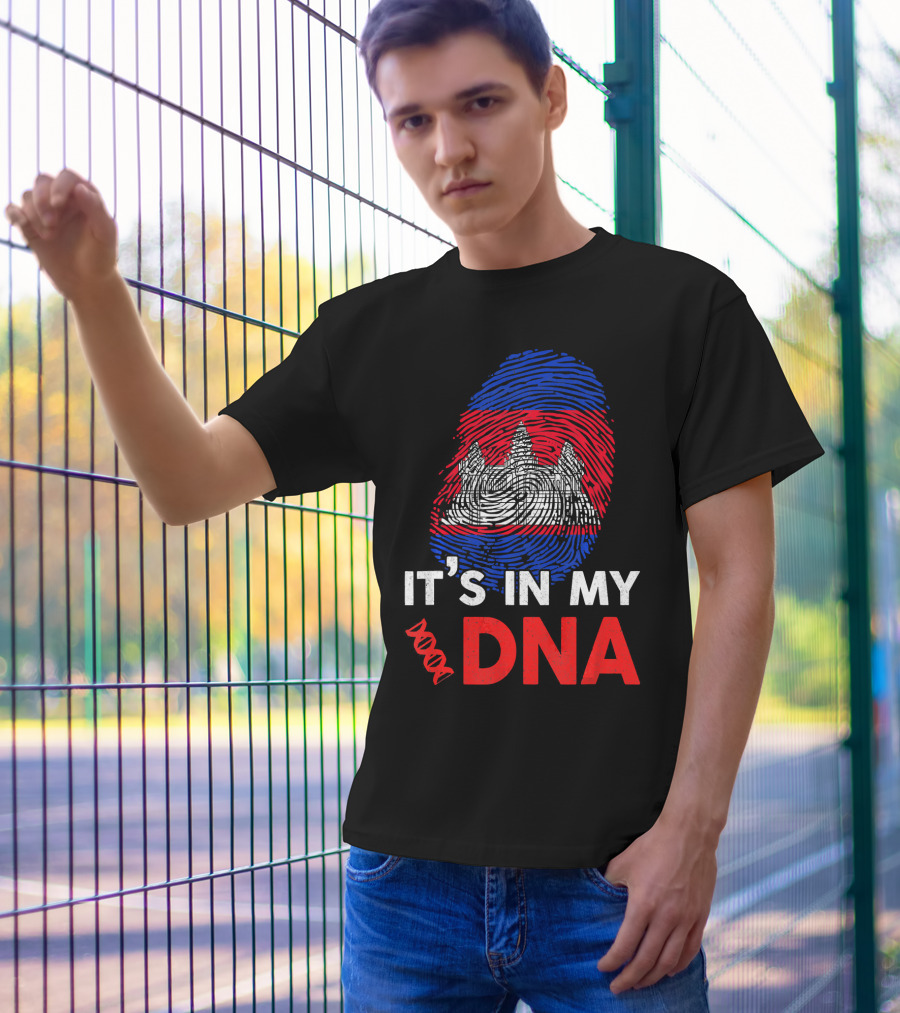 Cambodia It's In My DNA With Angkor Wat Fingerprint T-Shirt