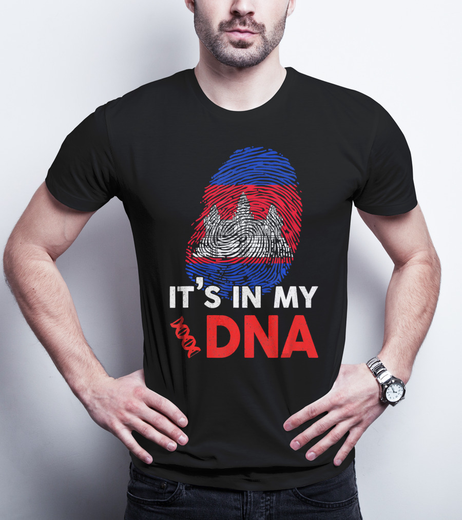 Cambodia It's In My DNA With Angkor Wat Fingerprint T-Shirt