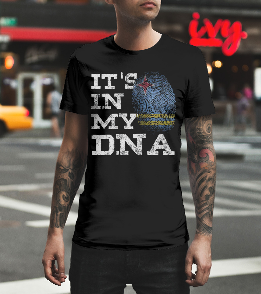 IT'S IN MY DNA Aruban Proud Aruba Flag Fingerprint T-Shirt