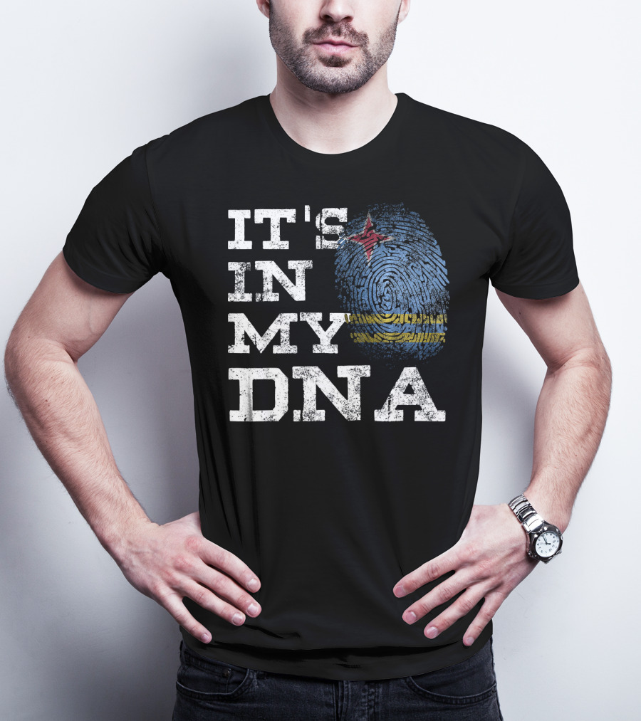 IT'S IN MY DNA Aruban Proud Aruba Flag Fingerprint T-Shirt