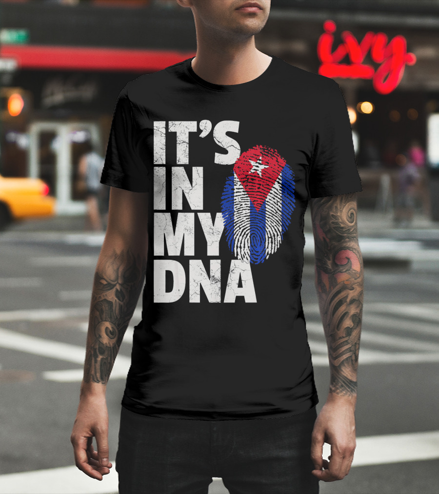 IT'S IN MY DNA Cuba Flag Cuban Pride Fingerprint T-Shirt