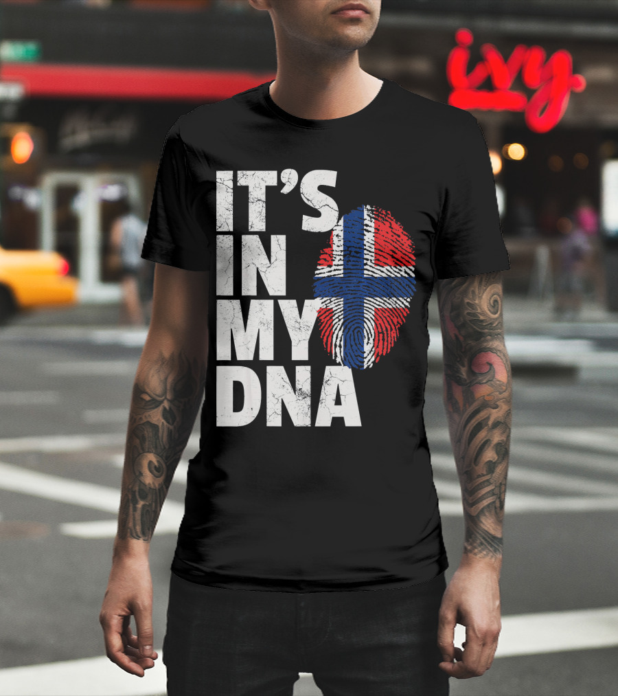 IT'S IN MY DNA Norwegian Norway Flag Fingerprint Pride T-Shirt
