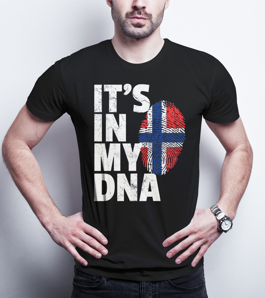 IT'S IN MY DNA Norwegian Norway Flag Fingerprint Pride T-Shirt