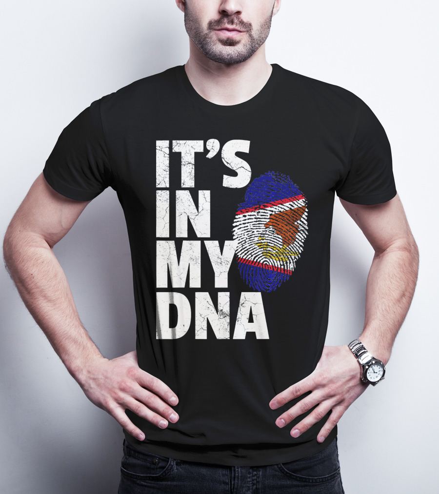 IT'S IN MY DNA American Samoa Flag Samoan Fingerprint T-Shirt