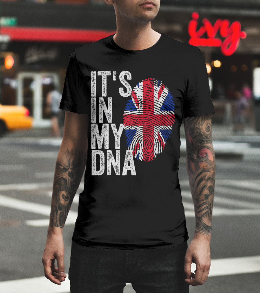 IT'S IN MY DNA UK Union Jack Fingerprint Flag T-Shirt