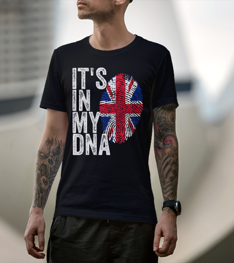 IT'S IN MY DNA UK Union Jack Fingerprint Flag T-Shirt