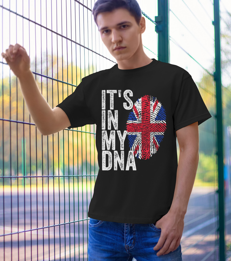 IT'S IN MY DNA UK Union Jack Fingerprint Flag T-Shirt