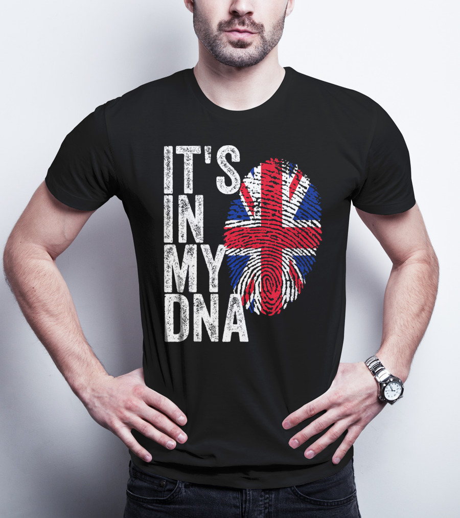IT'S IN MY DNA UK Union Jack Fingerprint Flag T-Shirt