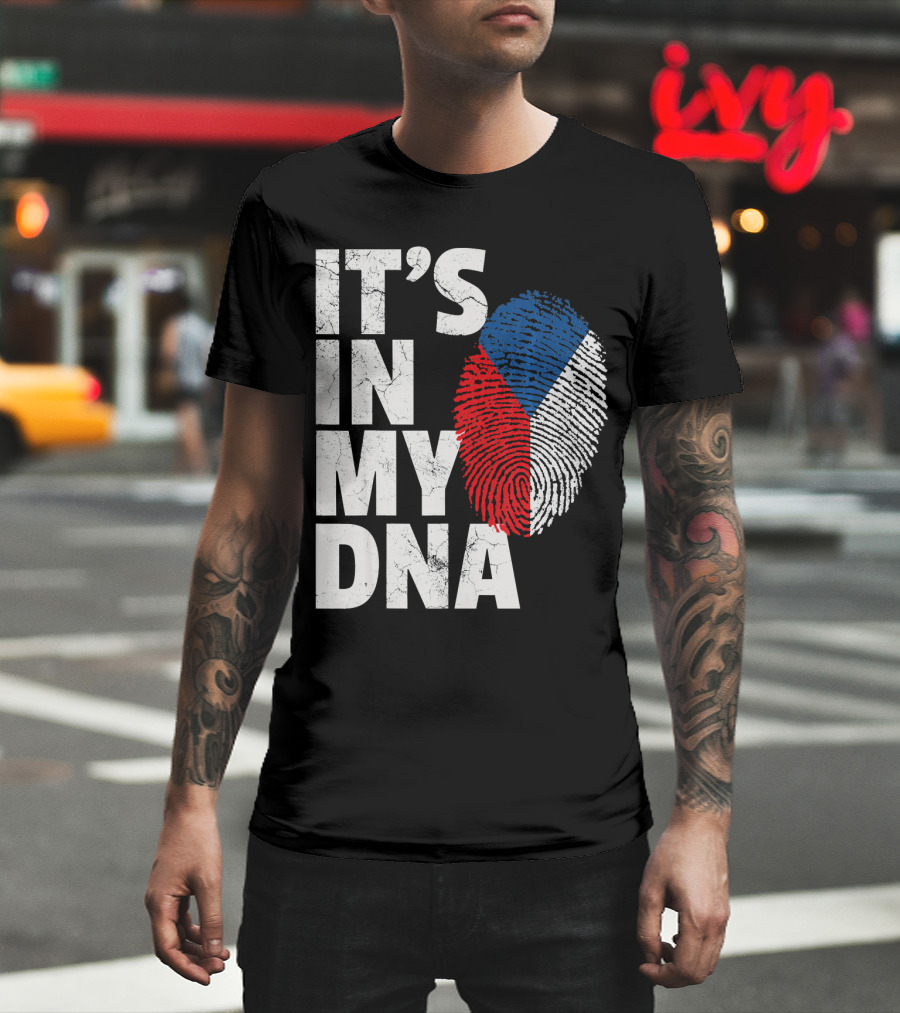 IT'S IN MY DNA Czechia Czech Republic Fingerprint Flag T-Shirt