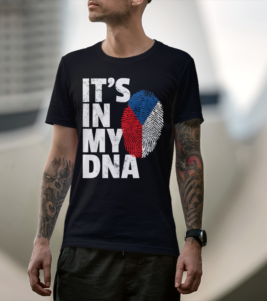 IT'S IN MY DNA Czechia Czech Republic Fingerprint Flag T-Shirt