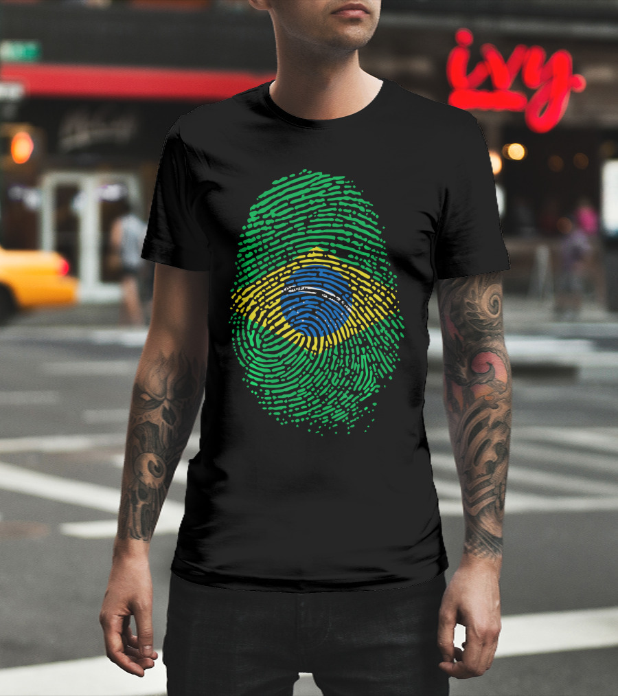 Proud DNA Brasil Flag Thumbprint Brazil T-Shirt