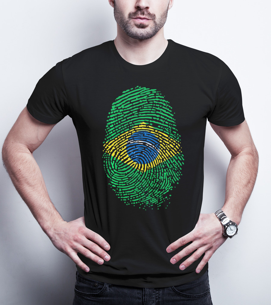 Proud DNA Brasil Flag Thumbprint Brazil T-Shirt