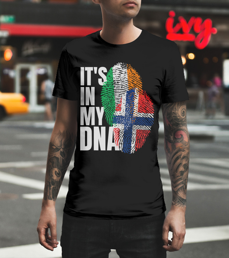 IT'S IN MY DNA Irish Plus Norwegian Mix Heritage Fingerprint T-Shirt